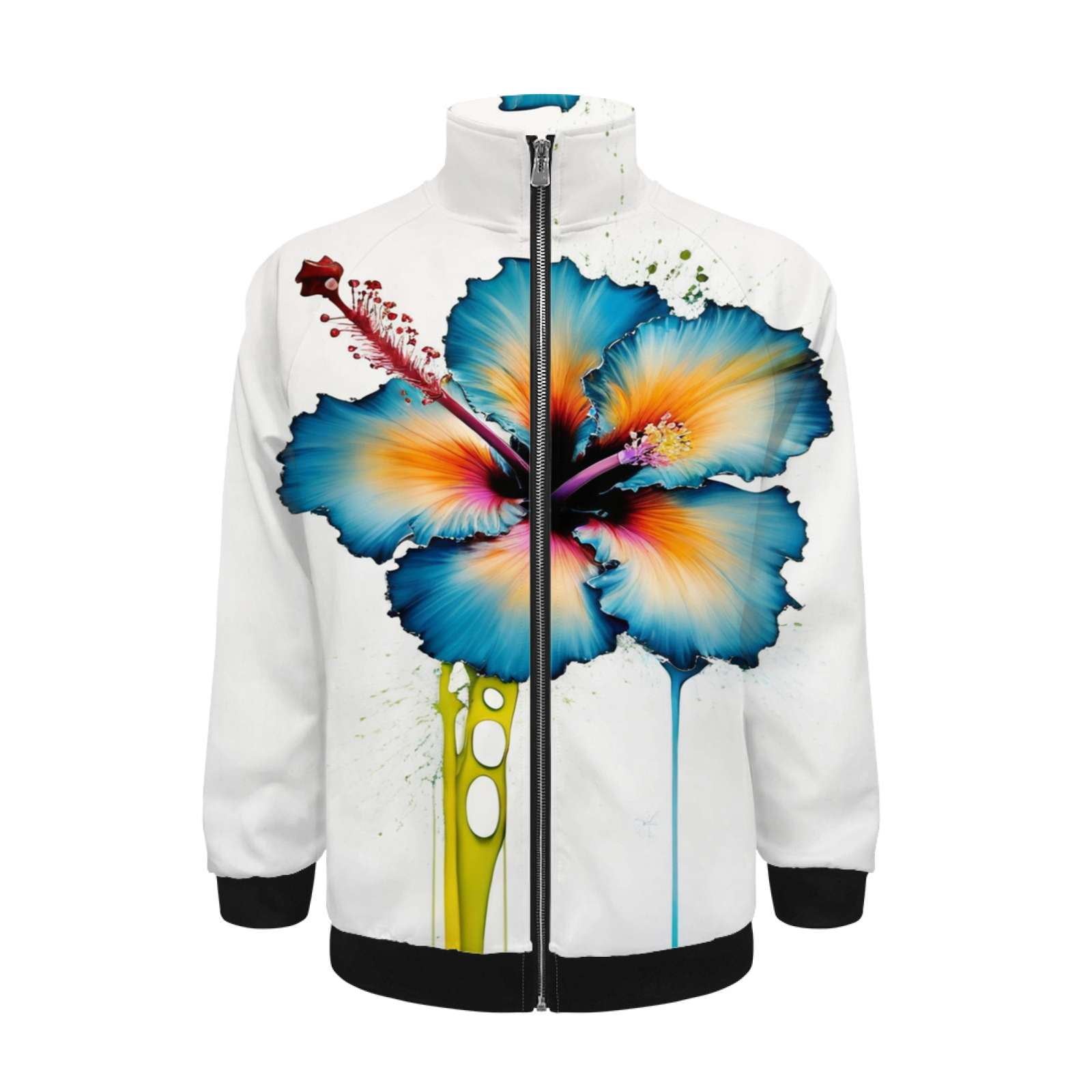 Abstract Floral Drip Art Jacket Men's Street Cool Long Sleeves Coat ...