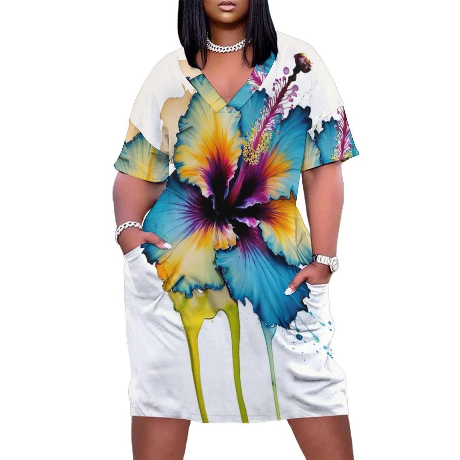 Abstract Floral Drip Art Loose Pocket Dress Dresses Summer Summer ...