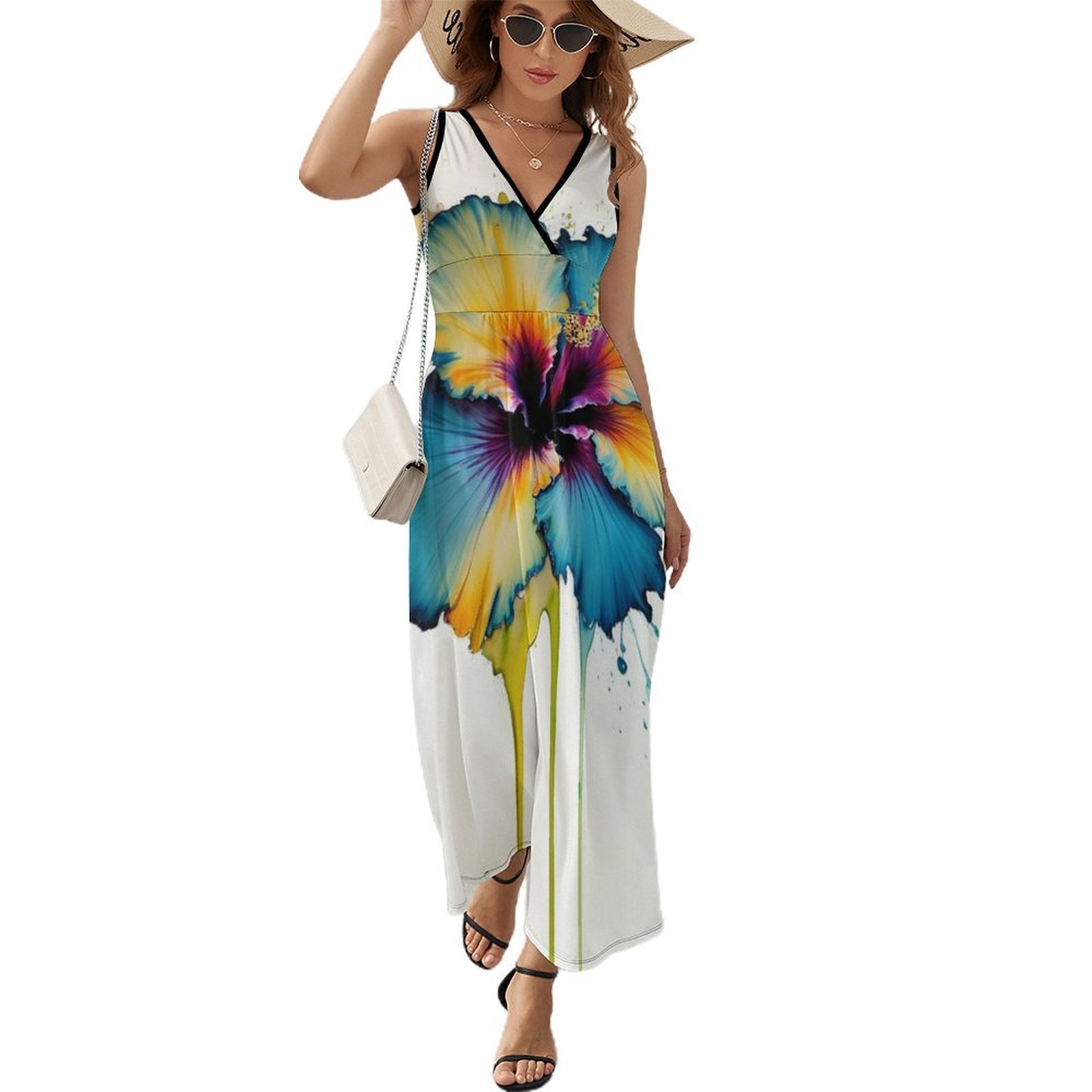 Abstract Floral Drip Art Sleeveless Dress Summer Women Clothes Dress ...