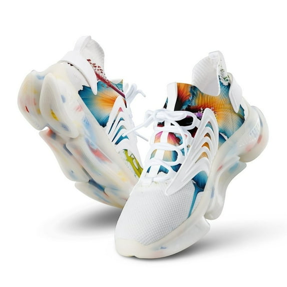 Abstract Floral Drip Art Walking Shoes for Men Woman Lightweight Tennis ...