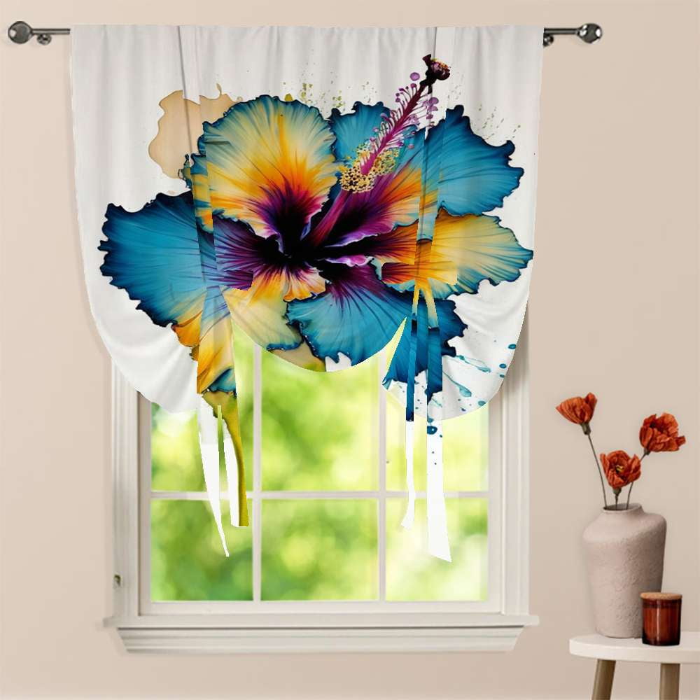 Abstract Floral Drip Art Window Curtain for Living Room Roman Curtain ...