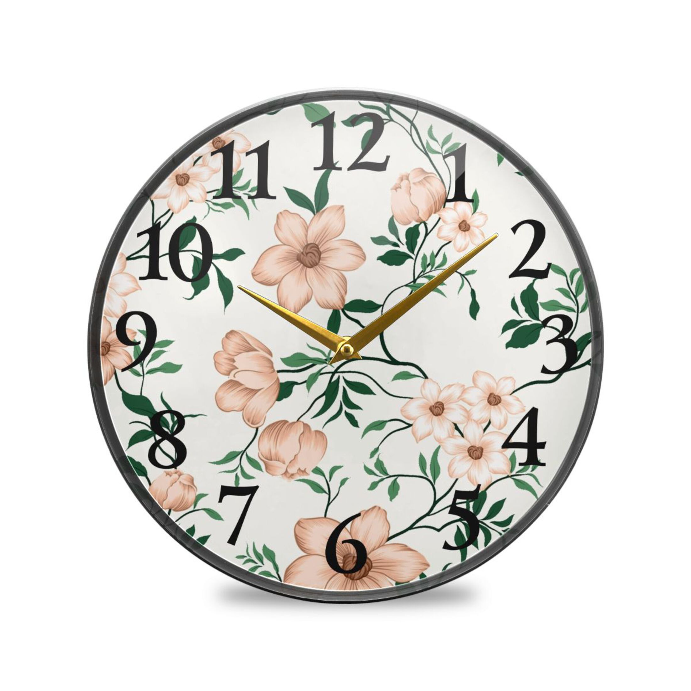 Abstract Floral Flower Wall Clocks Battery Operated 9.5 Inch Round ...