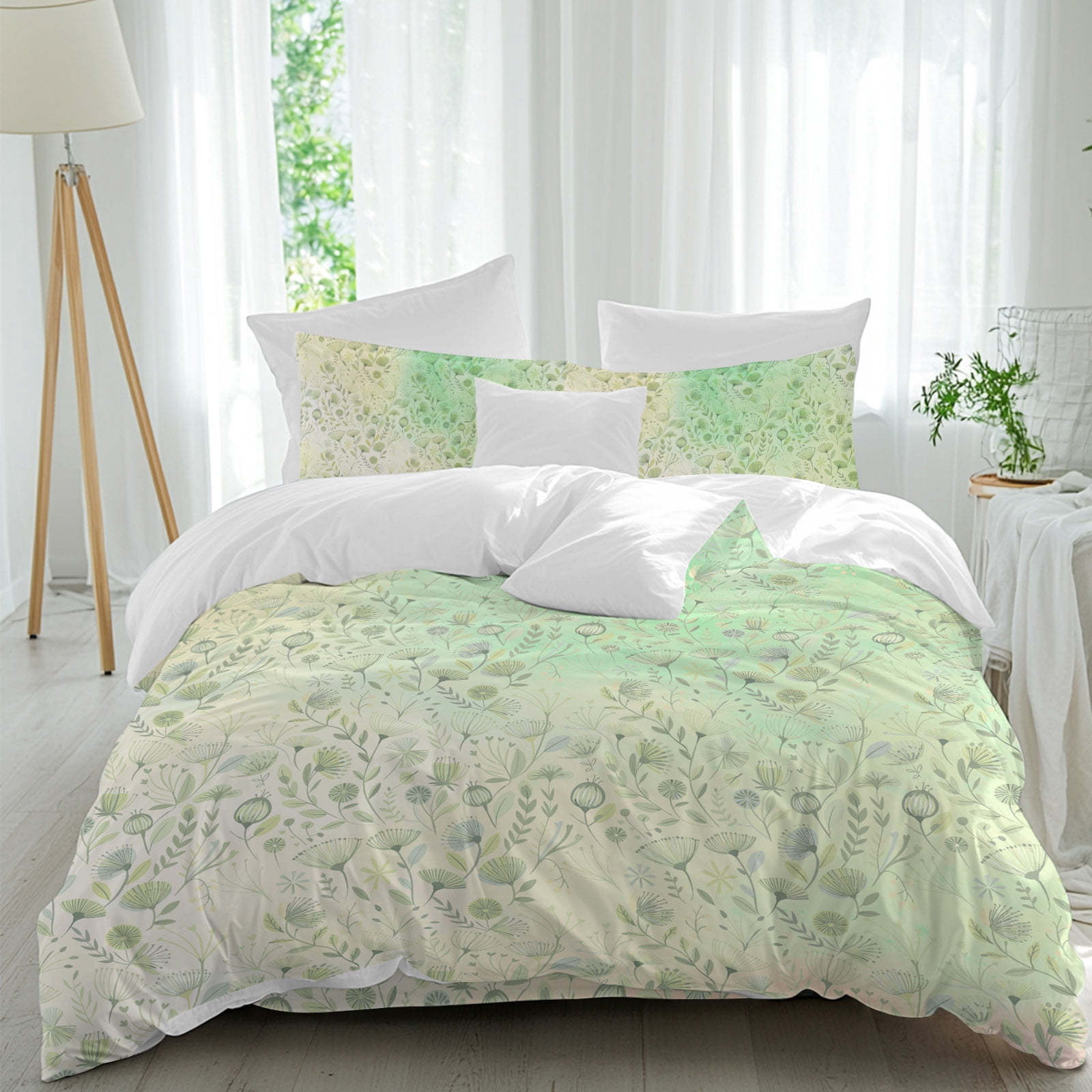 Abstract Floral Geometric Lines Flower King Size Bed Set,Sketch ...