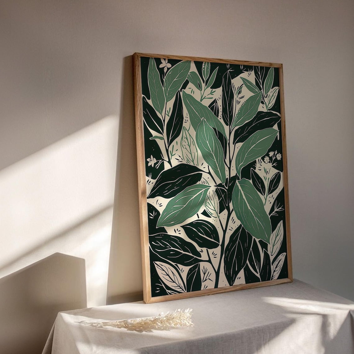 Abstract Floral Green Wall Art, Modern Botanical Poster, Organic Shapes ...