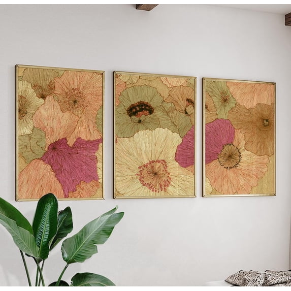 Abstract Floral Illustration Earth Tone Botanical Wall Art Set 3 ...