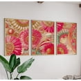 Abstract Floral Illustration Pink Botanical Wall Art Set 3 Stretched ...