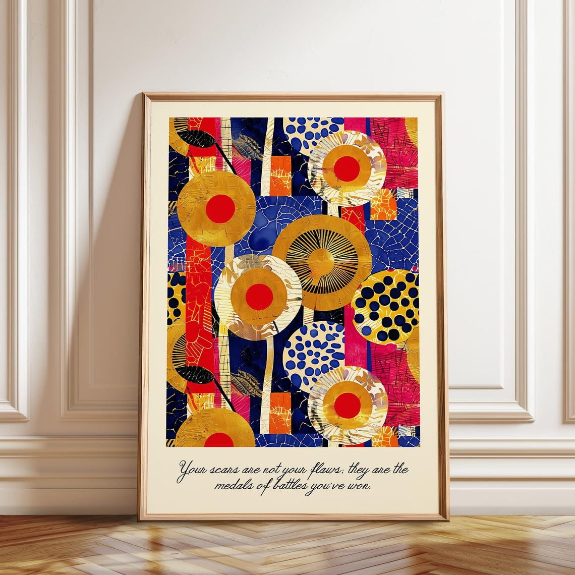 Abstract Floral Inspirational Wall Art - Golden Geometric Art Print ...