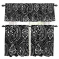 Abstract Floral Kitchen Curtains Set for Windows, Ethnic Black White ...