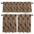 Abstract Floral Kitchen Curtains Set for Windows, Retro Art Brown Beige ...