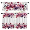 Abstract Floral Kitchen Curtains Valance and Tier Set Watercolor Red ...