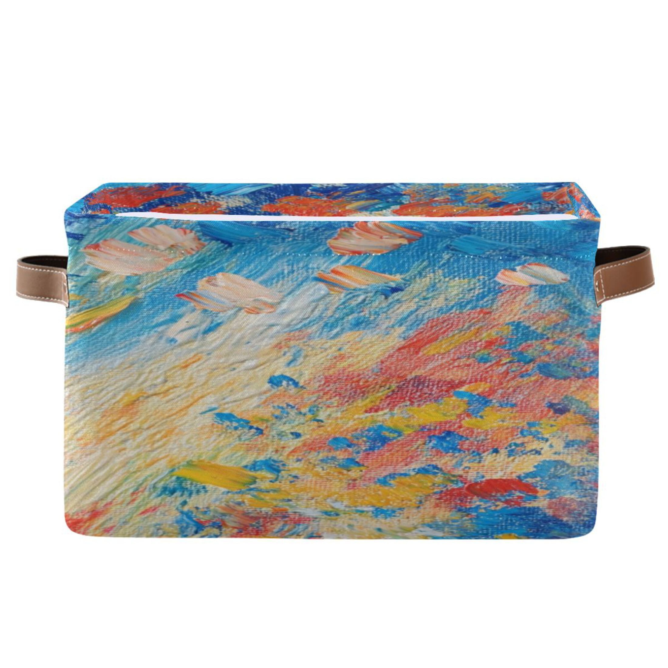 Abstract Floral Landscape Foldable Storage Basket,Canvas Fabric ...