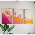 Abstract Floral Landscape Orange Pink Botanical Triptych Set 3 Unframed ...