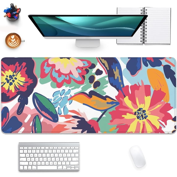Abstract Floral Leaves Mouse Pad Desk Mat,Boho Art Extended Gaming ...