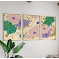 Abstract Floral Line Art Pink Green Blue Botanical Wall Art Set 3 ...