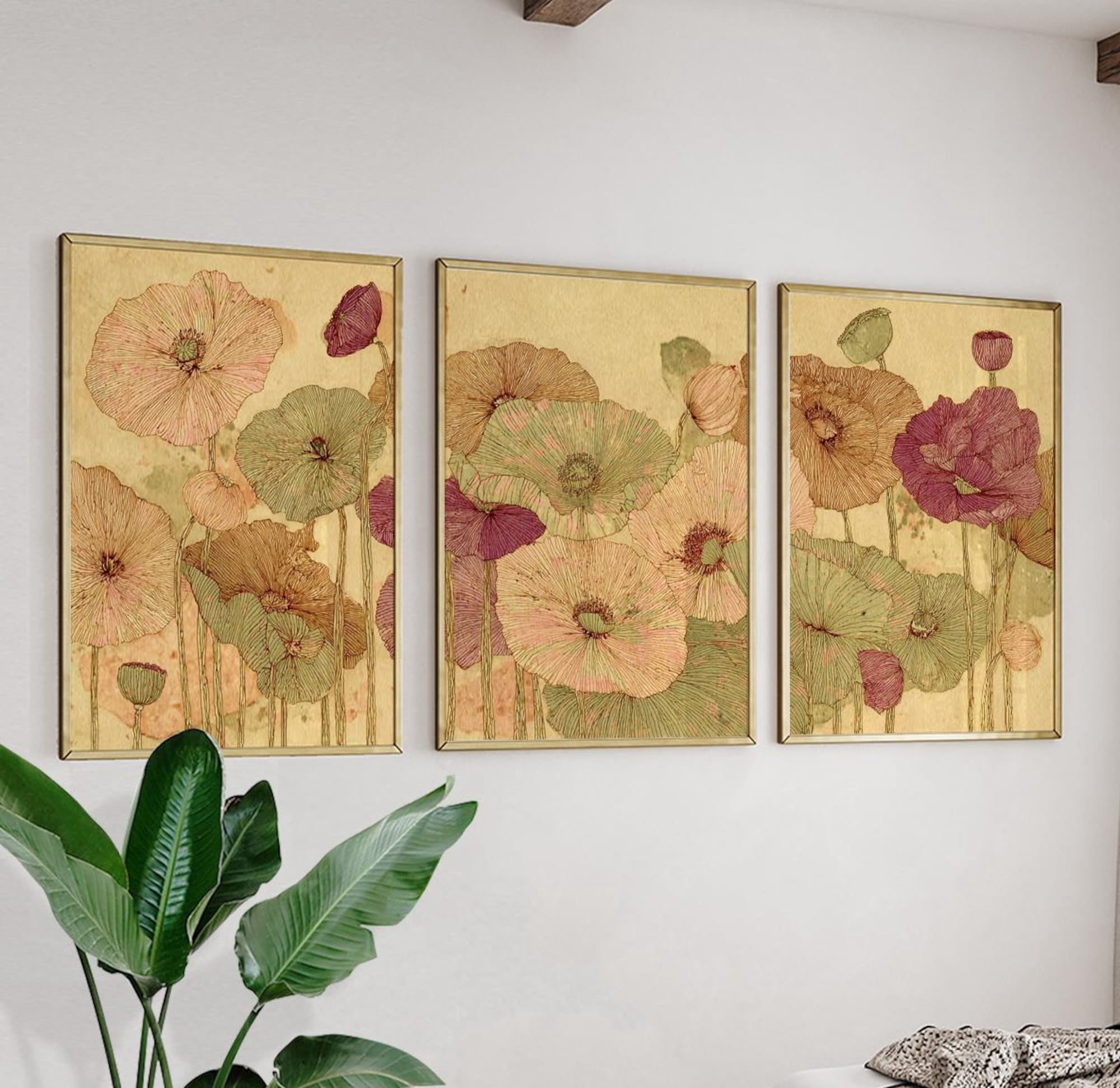 Abstract Floral Line Art Print Set Neutral Botanical Wall Decor ...