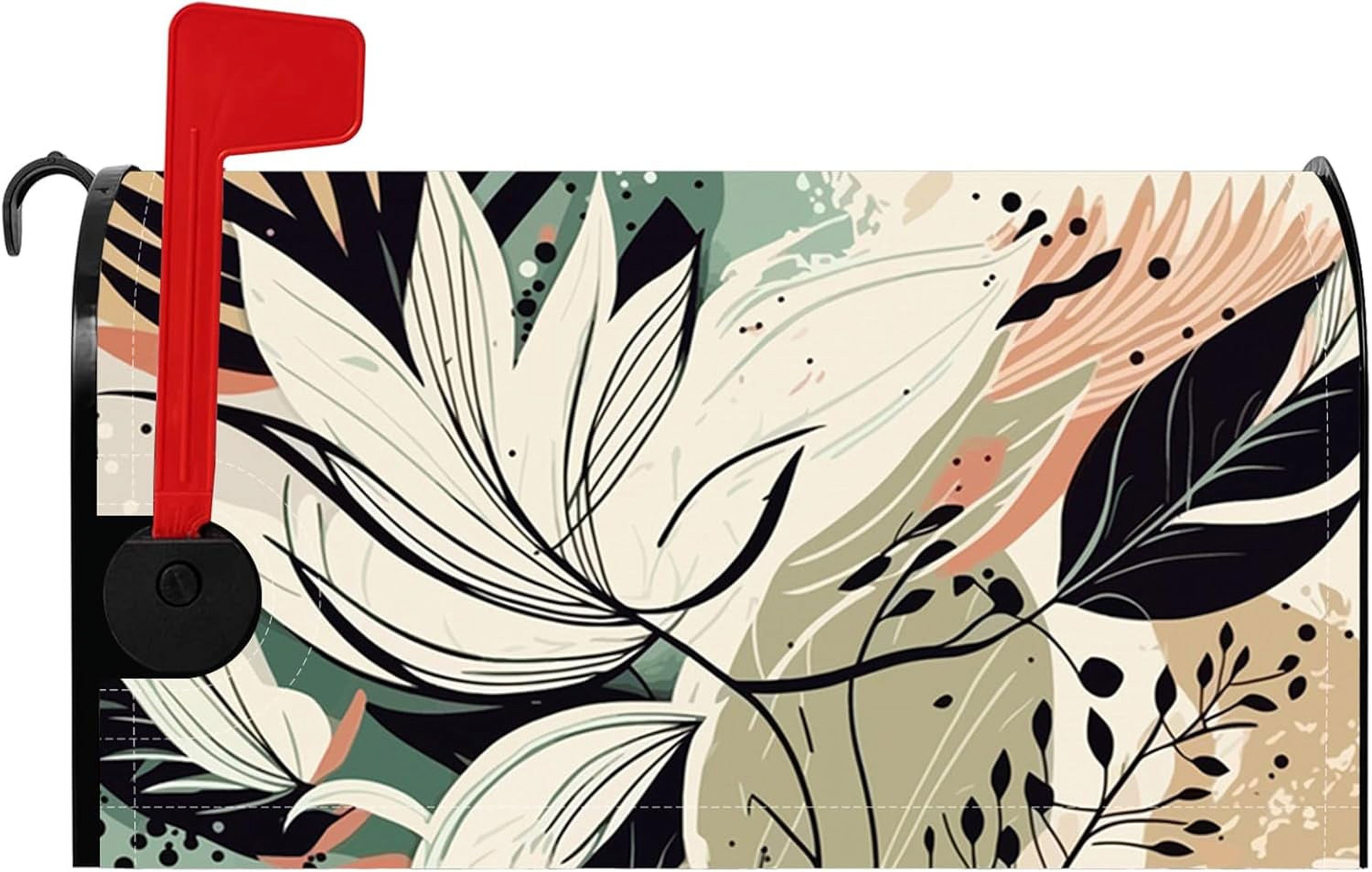 Abstract Floral Mailbox Covers Botanical Leaves Farmhouse Mailbox Wraps ...