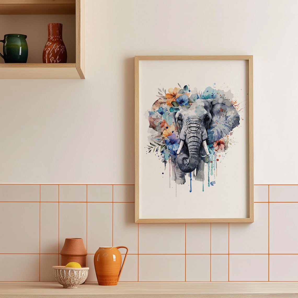 Abstract Floral Man Contemporary Pink Poster, Stretched Size 12x18 ...