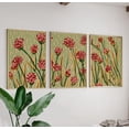 Abstract Floral Meadow Green Pink Botanical Wall Art Modern Triptych ...