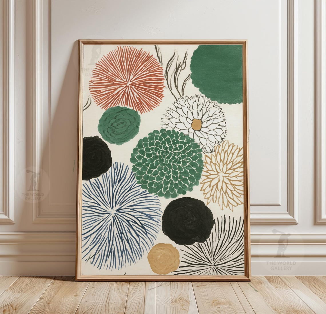 Abstract Floral Minimal Botanical Illustration Colour Flower Wall Art ...