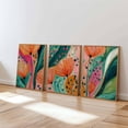 Abstract Floral Modern Botanical Art Vibrant Boho Decor Set 3 Unframed ...