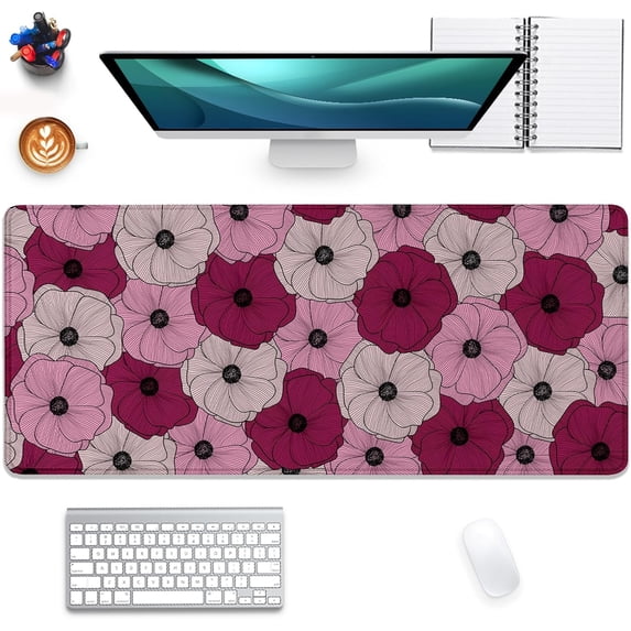 Abstract Floral Mouse Pad Desk Pad,Boho Art Flowers Extended Gaming ...