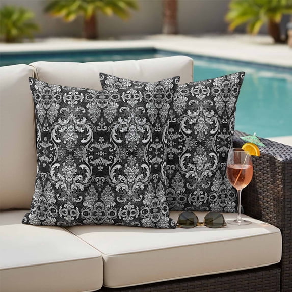 Abstract Floral Outdoor Waterproof Throw Pillow Covers Set of 2, 26"x26 ...