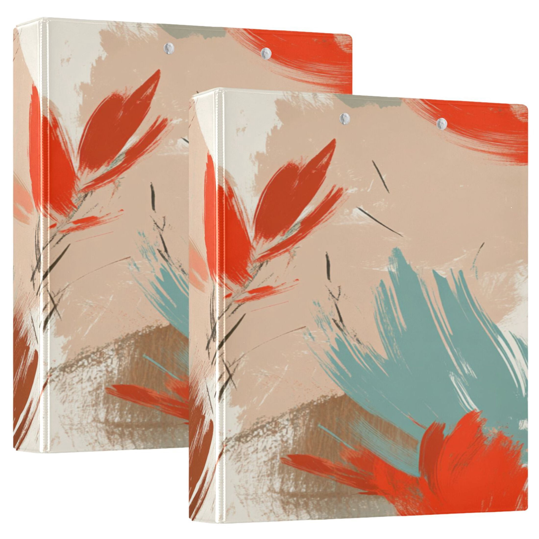 Abstract Floral Pattern 12.4x10.6in PVC Round Ring Binder, D-Ring 3 ...