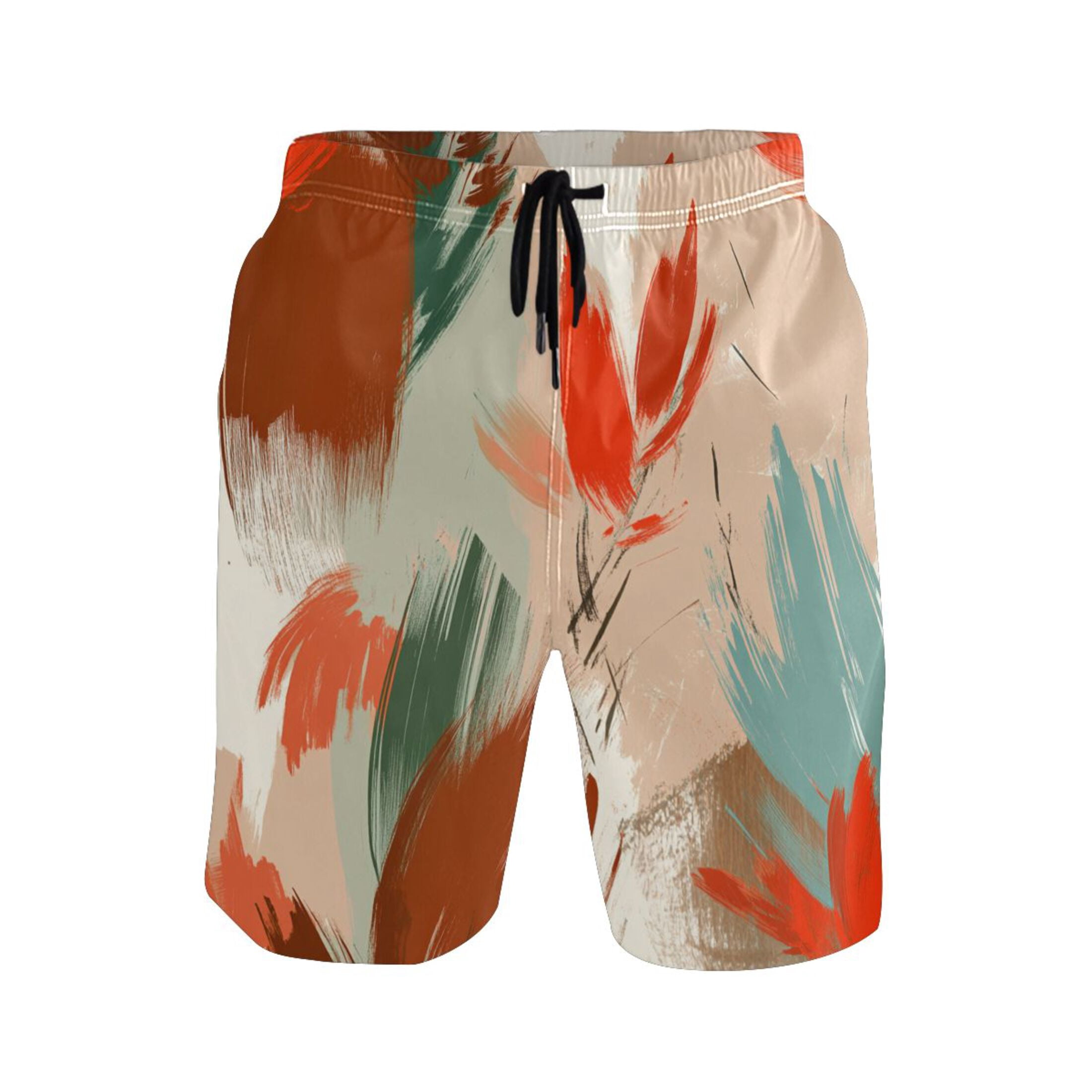 Abstract Floral Pattern Large Size Men's Quick Dry Beach Shorts with ...
