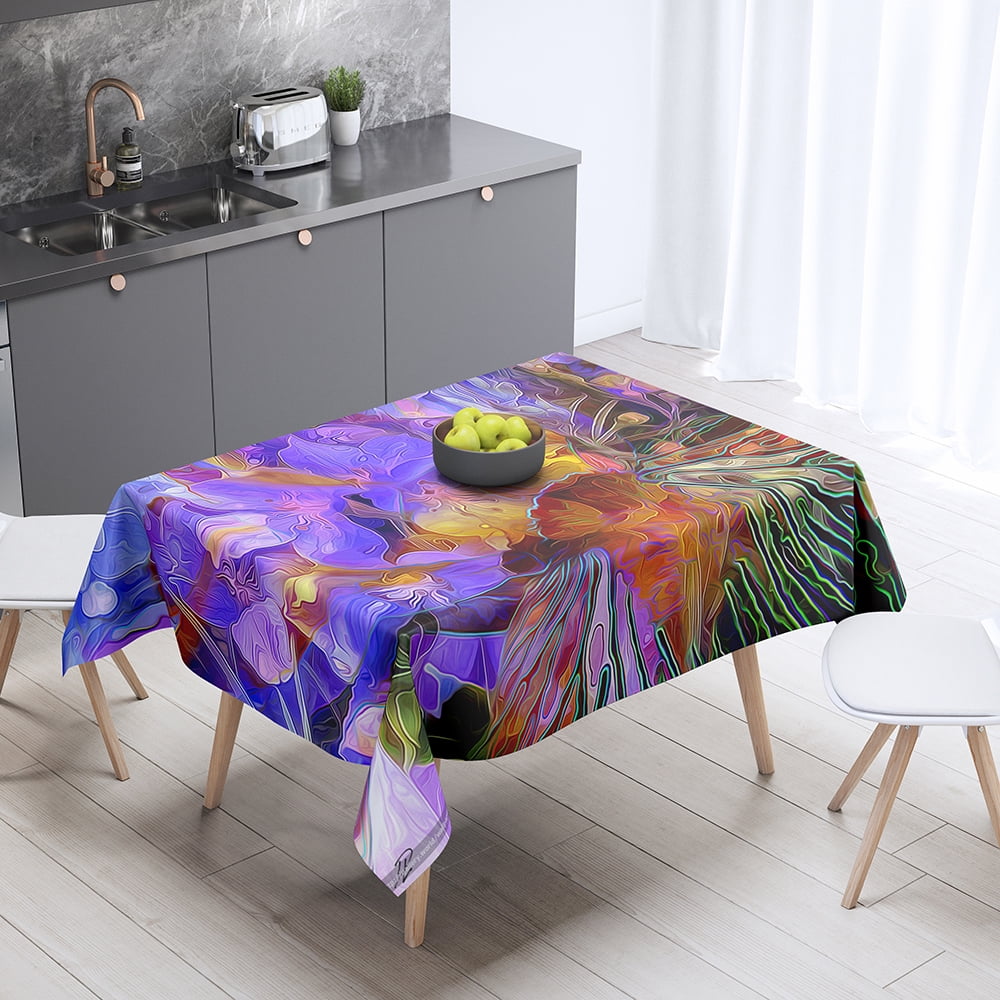Abstract Floral Pattern Printed Tablecloth Home r Colorful Party Stain ...