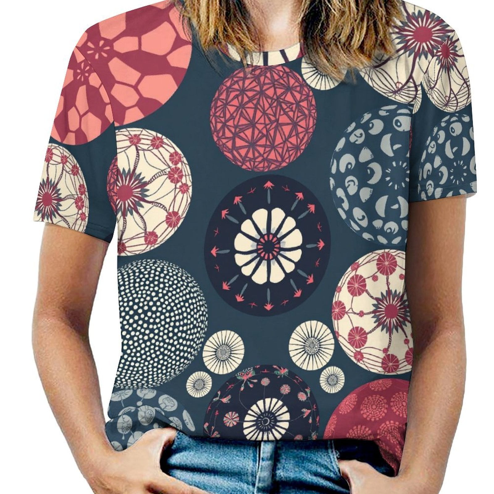 Abstract Floral Pattern T Shirts Streetwear T-Shirt Female ShortSleeve ...