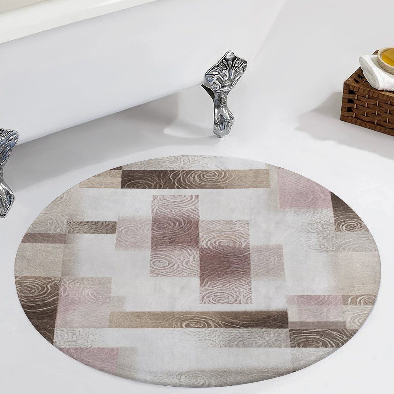Abstract Floral Patterned Rug Round Carpet Circle Rug Outdoor Patio ...
