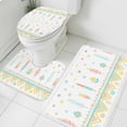 Abstract Floral Plant Bathroom Rugs Set Ethnic Tribal Decor Aztec White ...