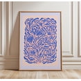 Abstract Floral Poster Blue Botanical Linocut Wall Art Print - Walmart.com