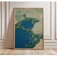 Abstract Floral Poster Blue Green Modern Wall Art Circular Botanical ...