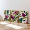 Abstract Floral Purple Green Brushstroke Modern Art Set 3 Unframed ...