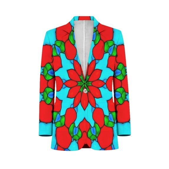 Abstract Floral Red And Blue Men's Suit Blazer Casual Party Wear Slim ...