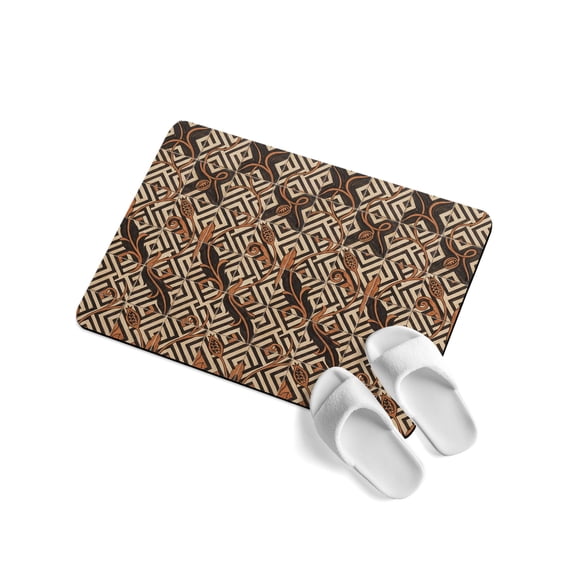 Abstract Floral Soft Diatomaceous Earth Mat, Retro Art Brown Beige ...
