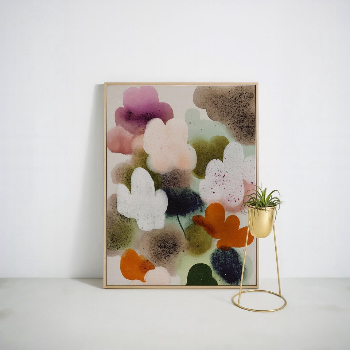 Abstract Floral Soft Pastel Flower Wall Decor Modern Botanical ...