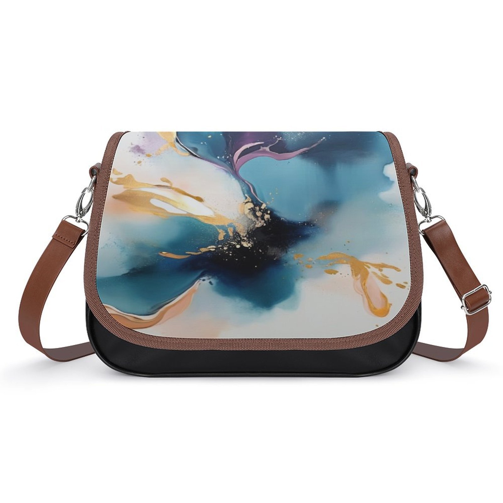 Abstract Floral Splash Art Vintage Crossbody Bag For Women Medium ...