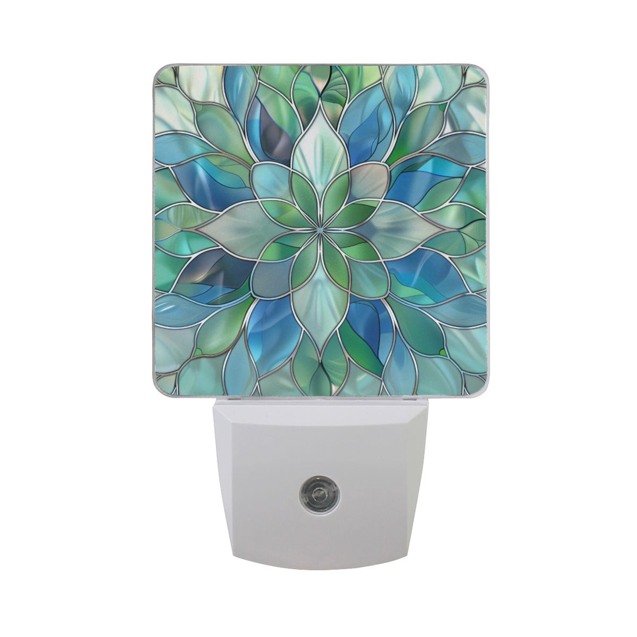 Abstract Floral Stained Glass Night Light 2 Pack LED Nightlight Plug ...