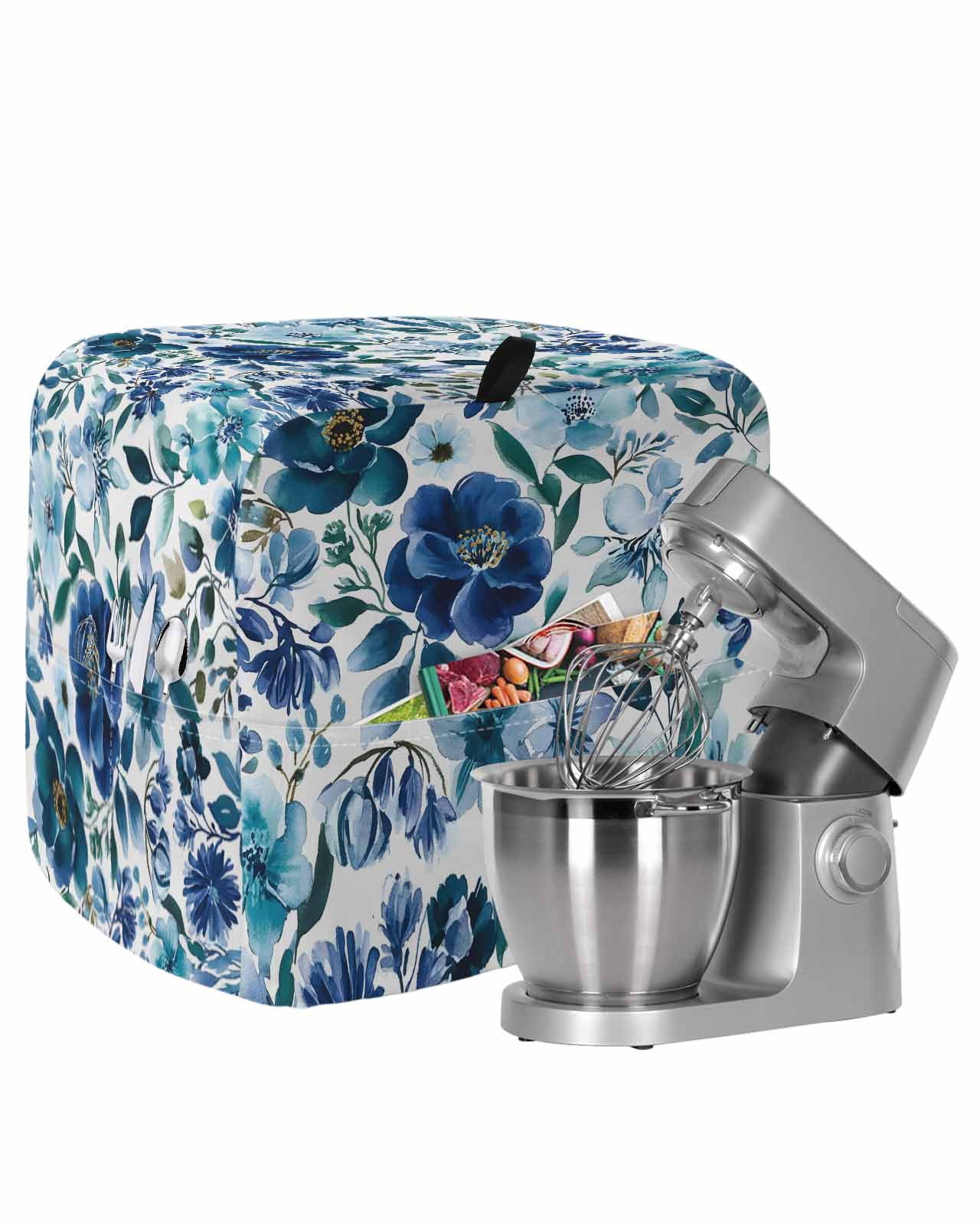 Abstract Floral Stand Mixer Dust Cover with Storage Pocket & Handles ...