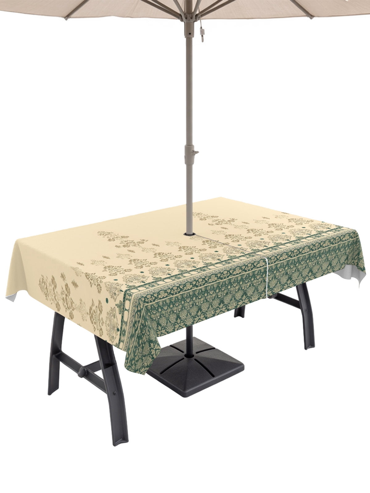 Abstract Floral Stem Rectangle Outdoor Tablecloth with Umbrella Hole ...