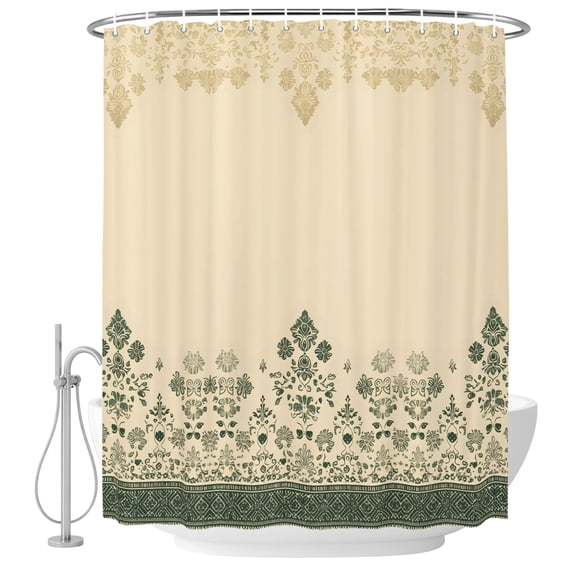 Abstract Floral Stem Shower Curtain for Bathroom, Vintage Traditional ...