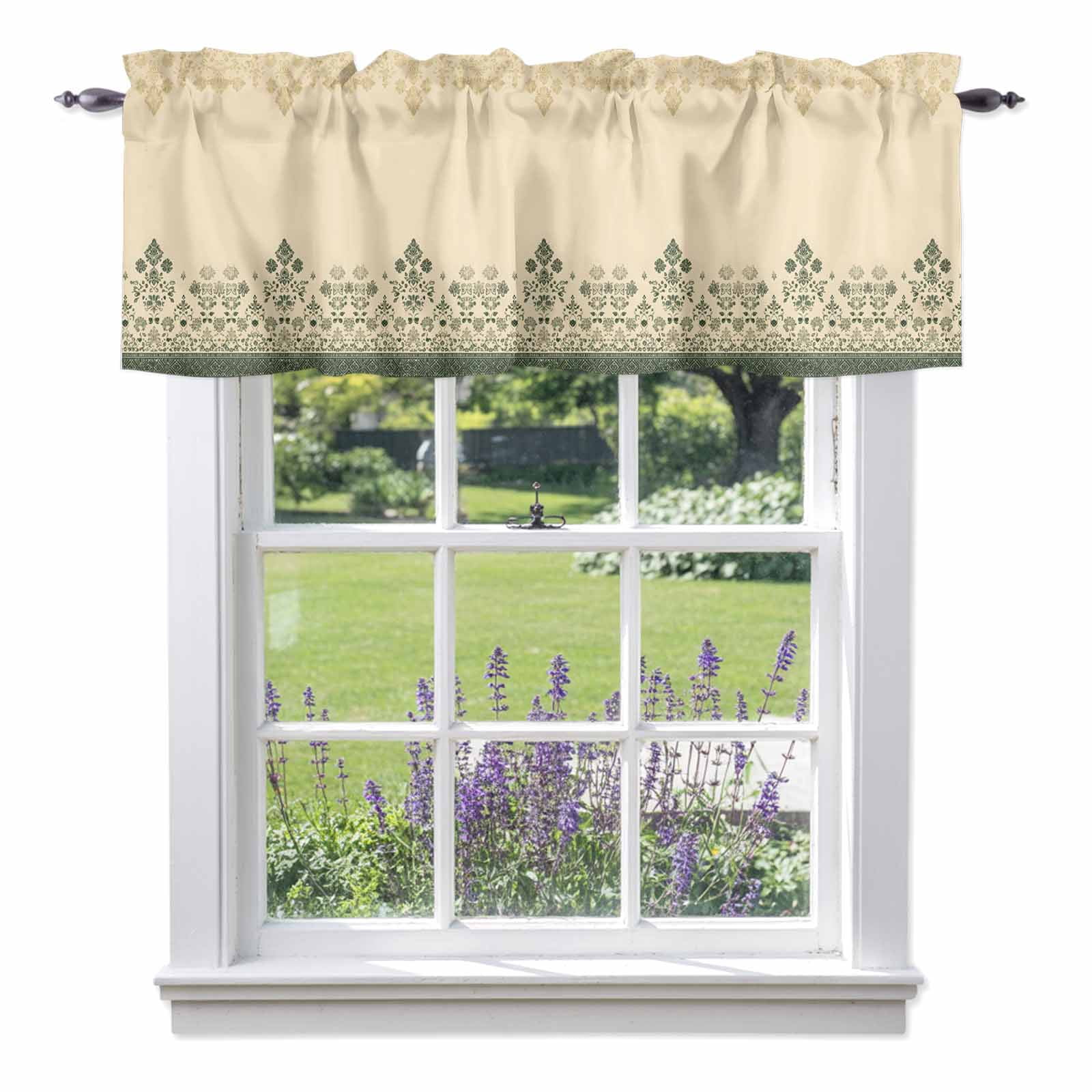 Abstract Floral Stem Window Valance for Kitchen, Vintage Traditional ...
