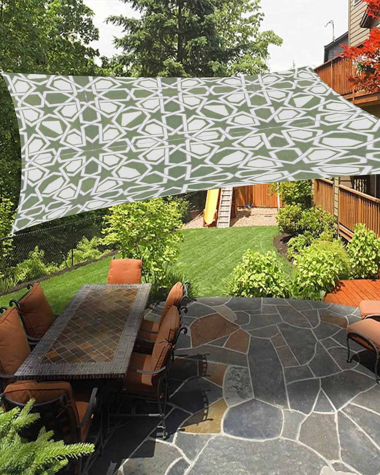 Abstract Floral Sun Shade Sail 12'X16' Retro Green Geometric Texture ...
