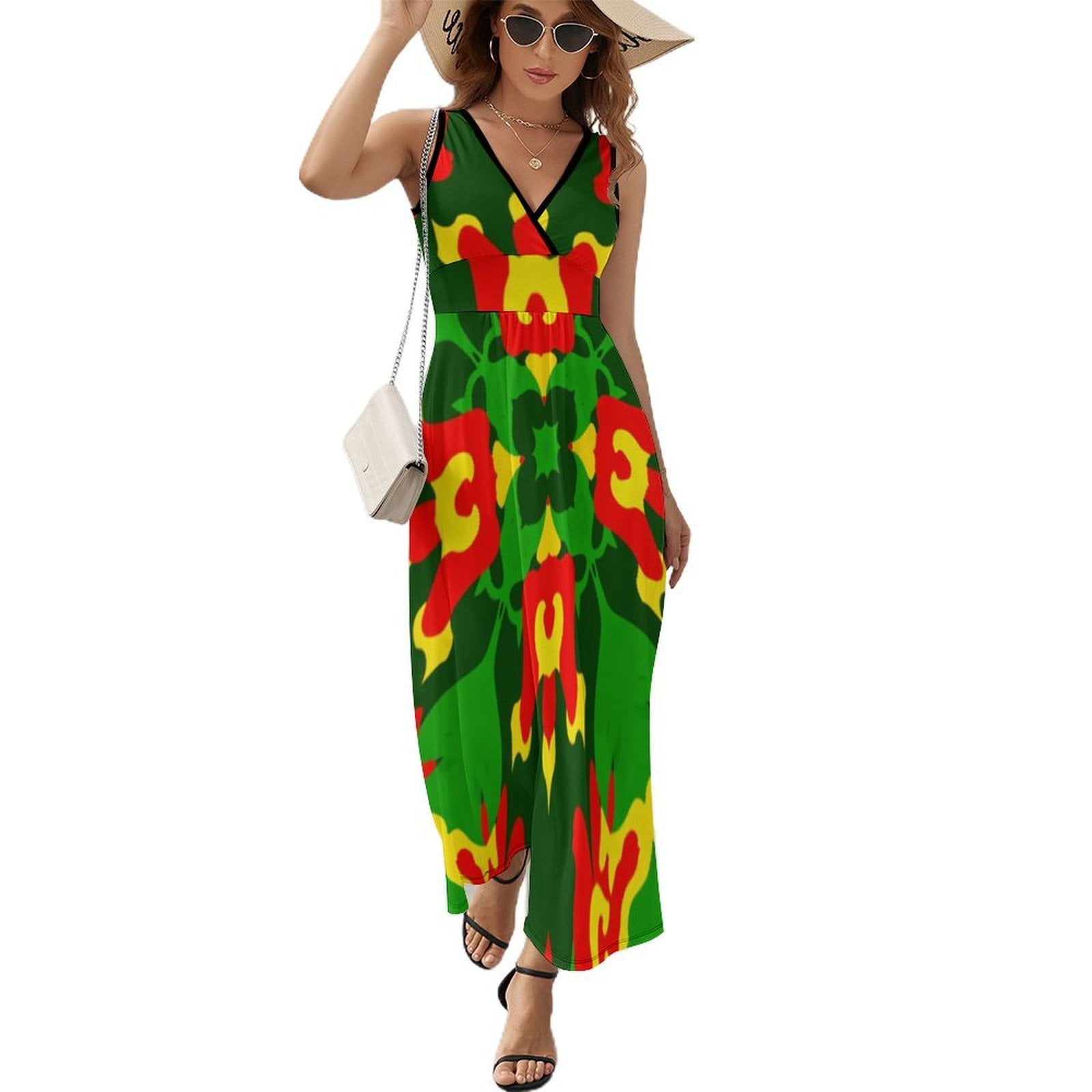 Abstract Floral Symmetrical Pattern Design Dress Fashion Boho Beach ...