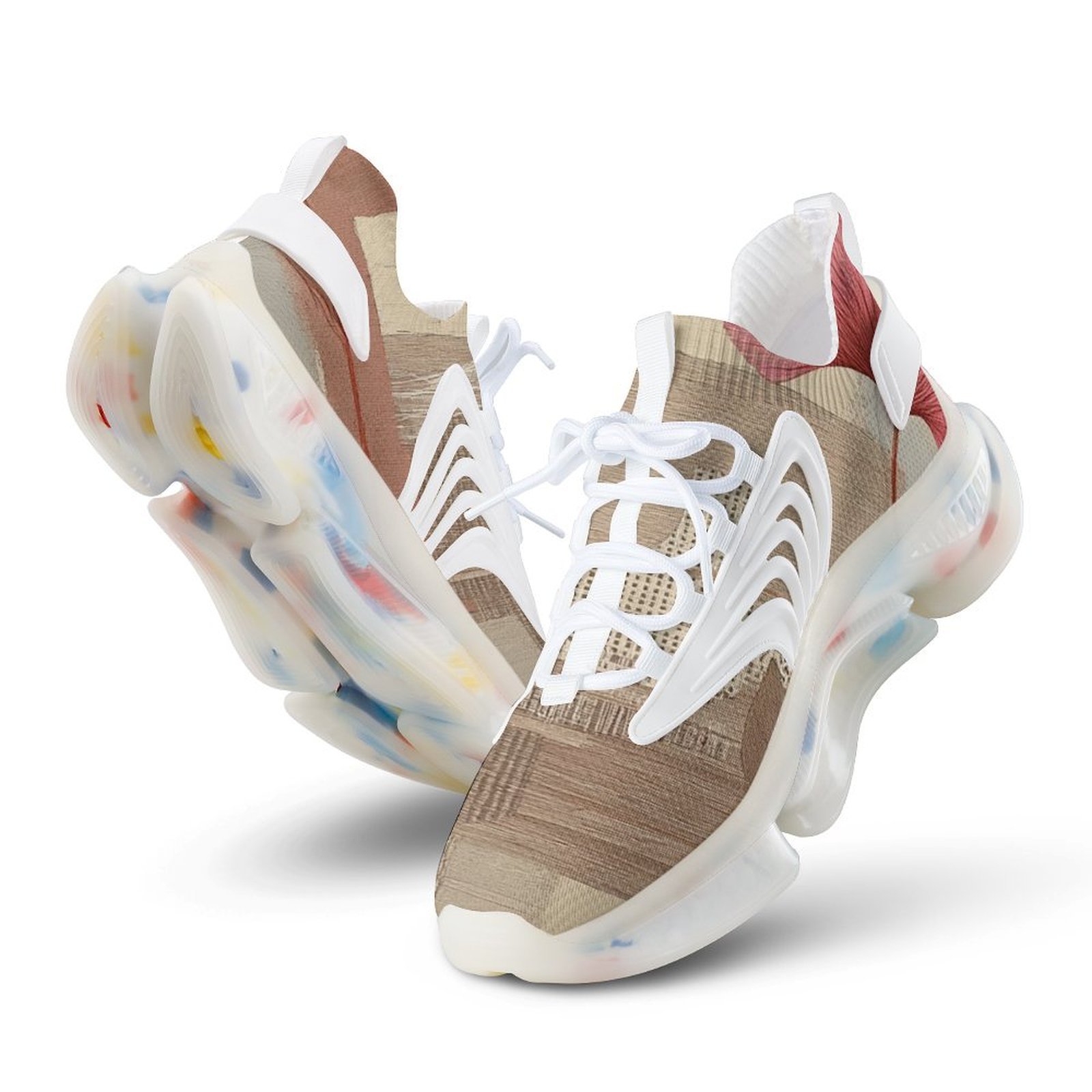 Abstract Floral Textile Art Walking Shoes for Men Woman Lightweight ...