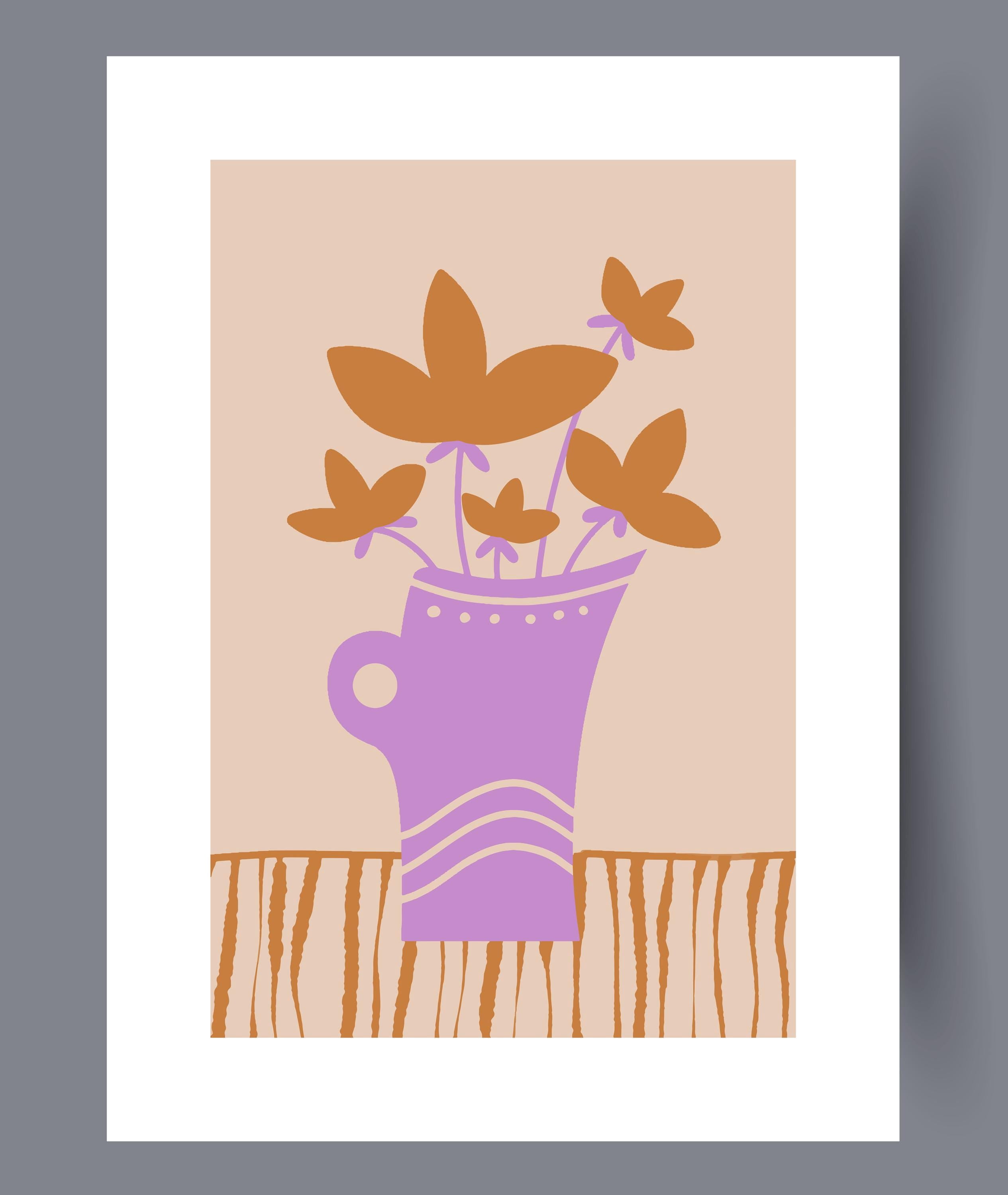 Abstract Floral Vase Poster Modern Minimalist Botanical Wall Art ...