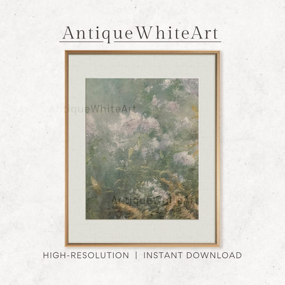 Abstract Floral Wall Art Vintage Dark Spring Art Green Botanical ...