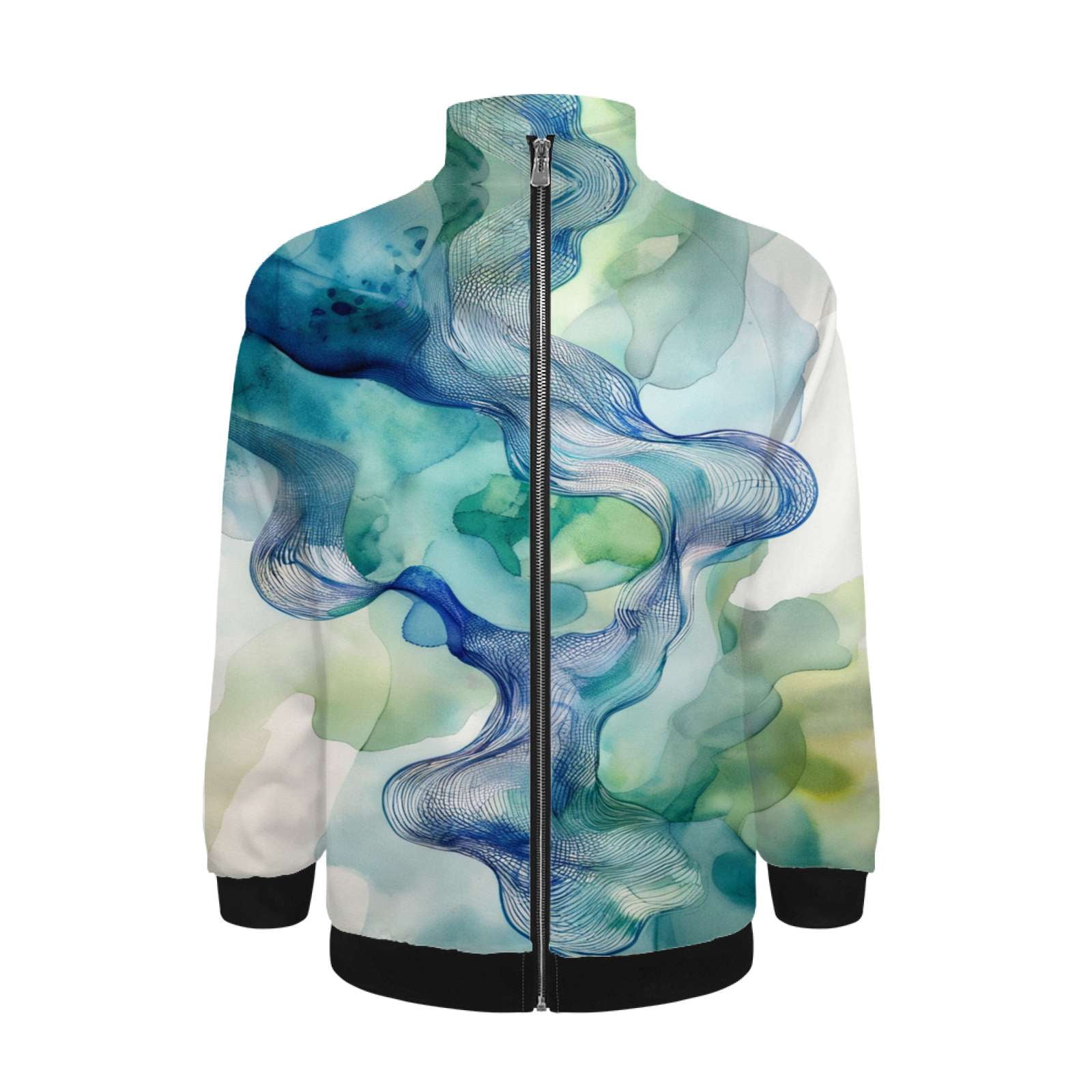 Abstract Floral Waves Art Print Jacket Men's Street Cool Long Sleeves Coat Personality Tops ...